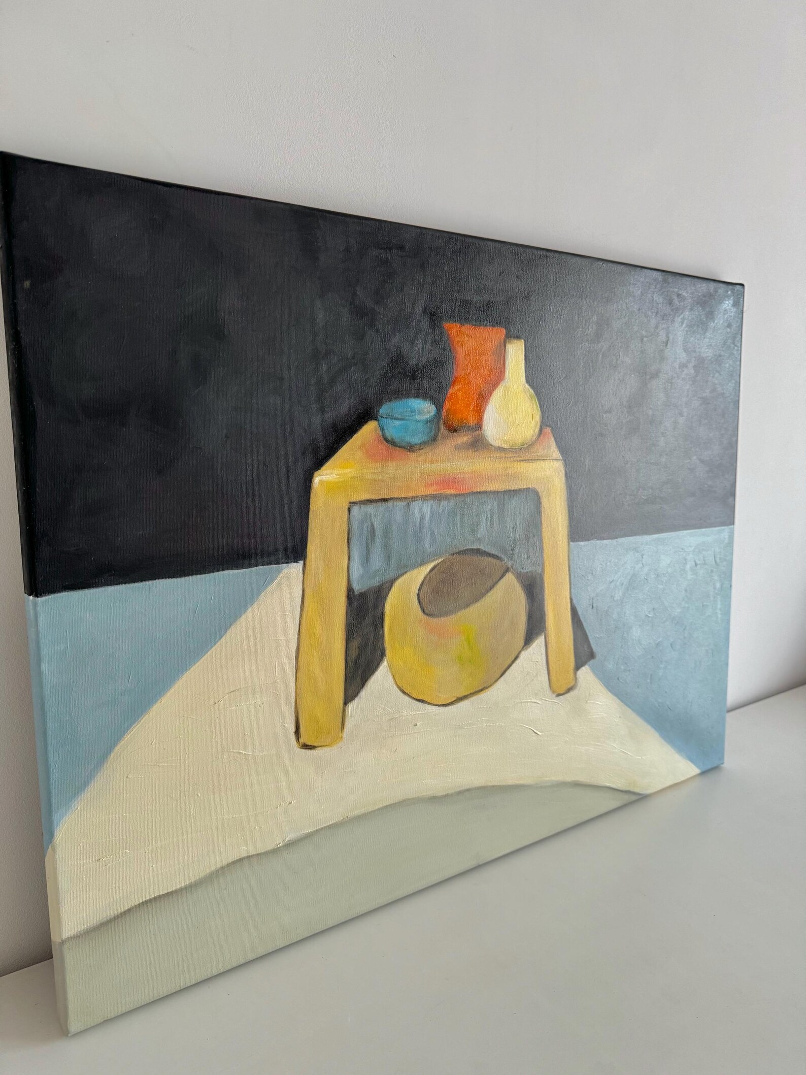 Still Life in Blue Oil Colors Abstract Primitive Still Life ...