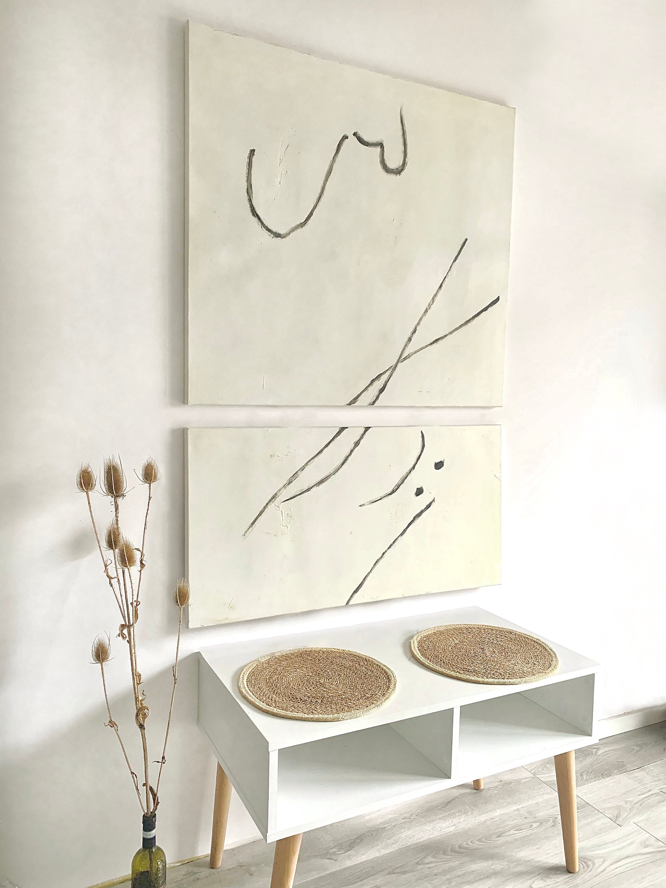 Big Abstract White Picture Oil Paint Set of 2 Abstract - Etsy