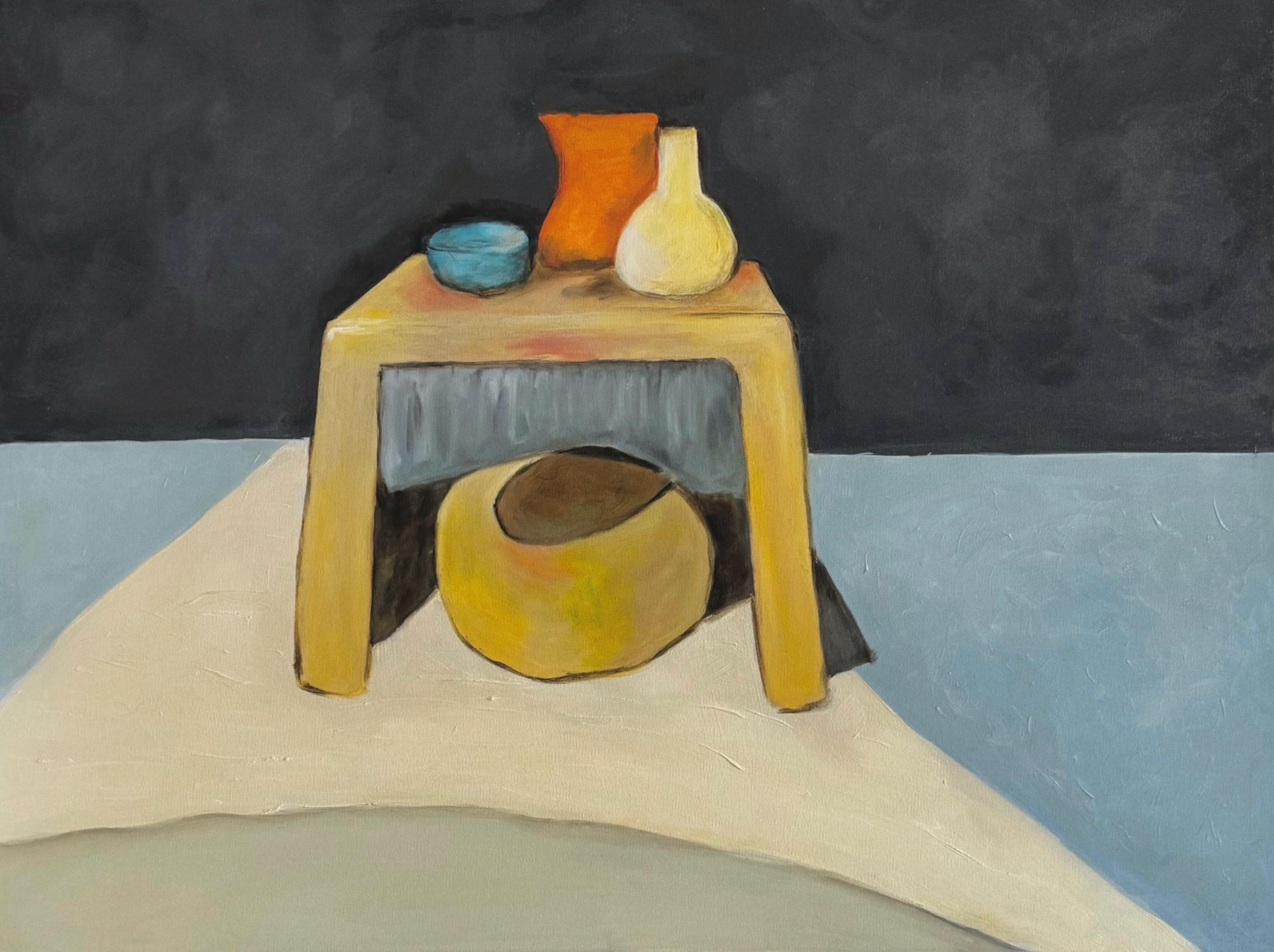 Still Life in Blue Oil Colors Abstract Primitive Still Life ...