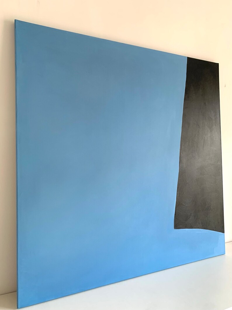 Square Blue Painting Abstract Oil Paint Contemporary Art Abstract Paint ...