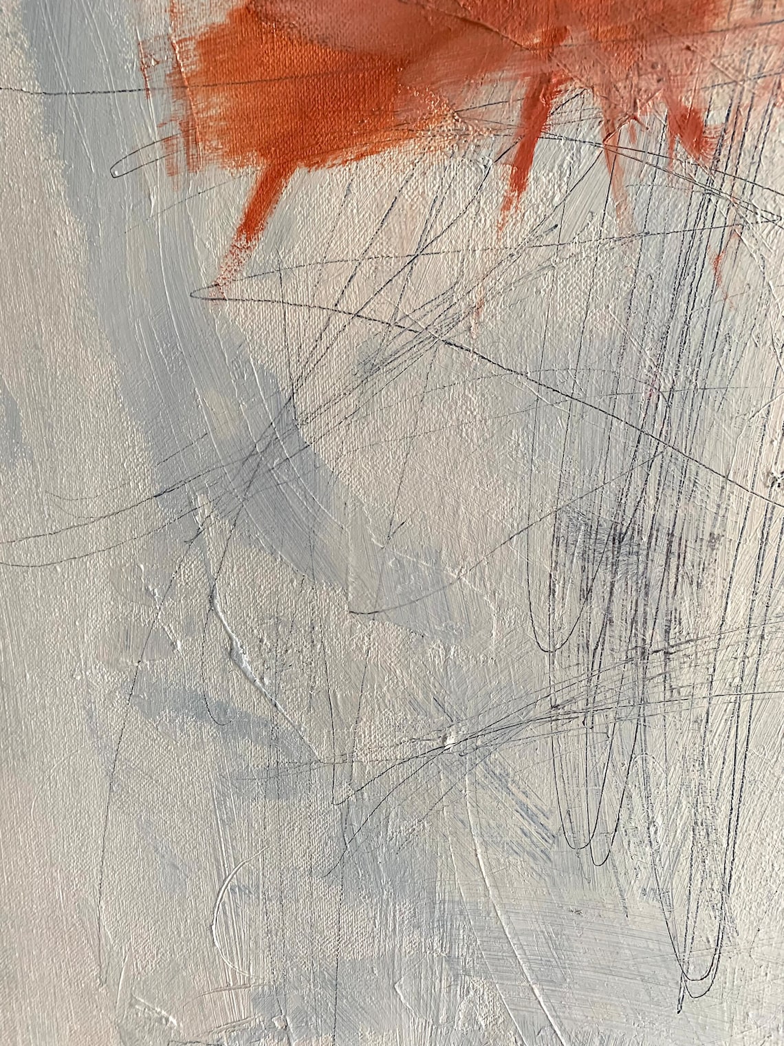 Abstract Textured White Oil Painted Picture Contemporary Art Abstract ...