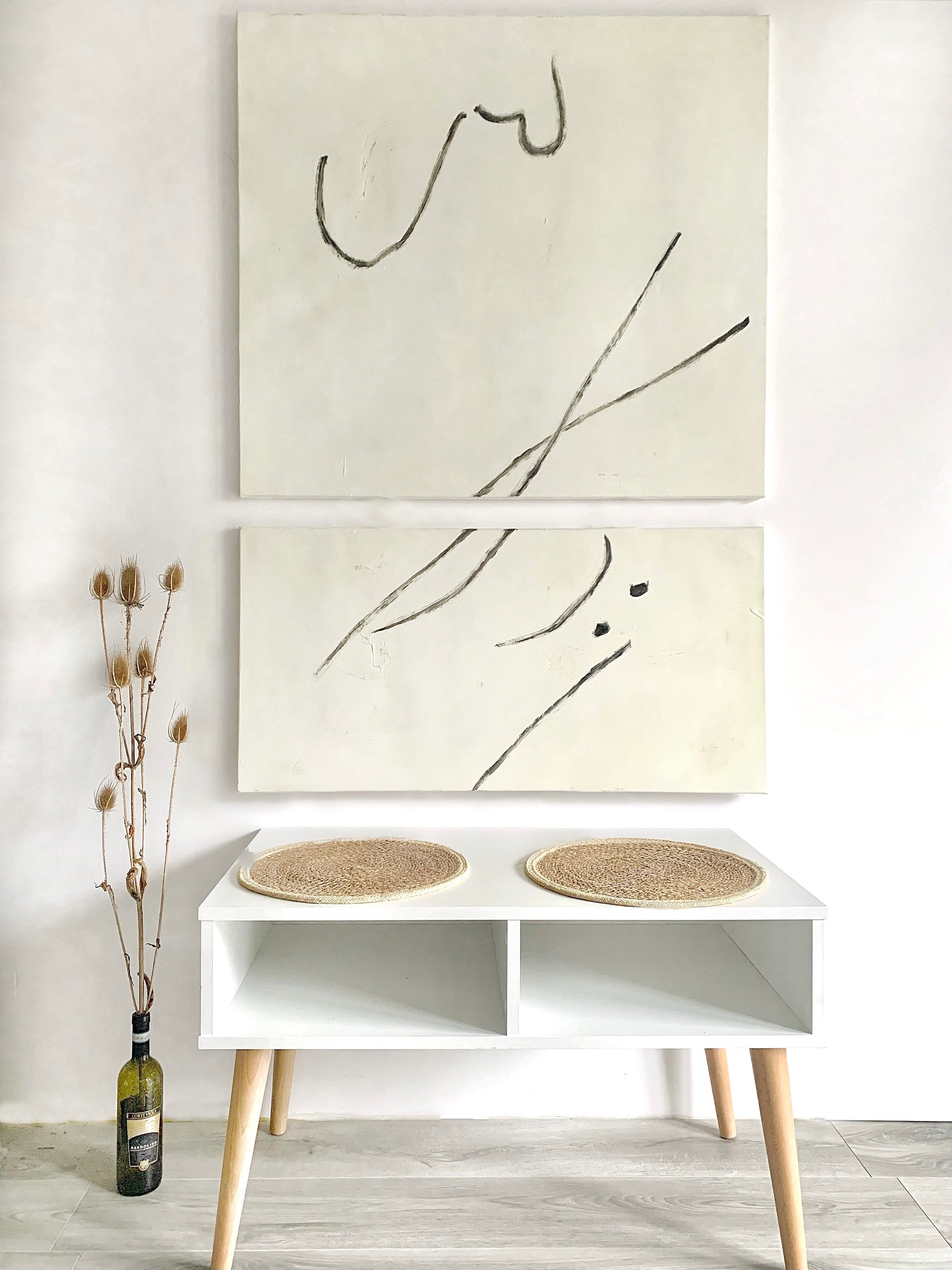 Big Abstract White Picture Oil Paint Set of 2 Abstract - Etsy