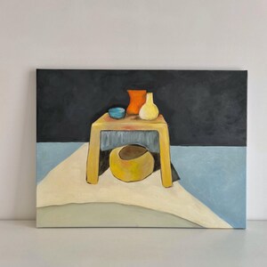 Still Life in Blue Oil Colors Abstract Primitive Still Life ...