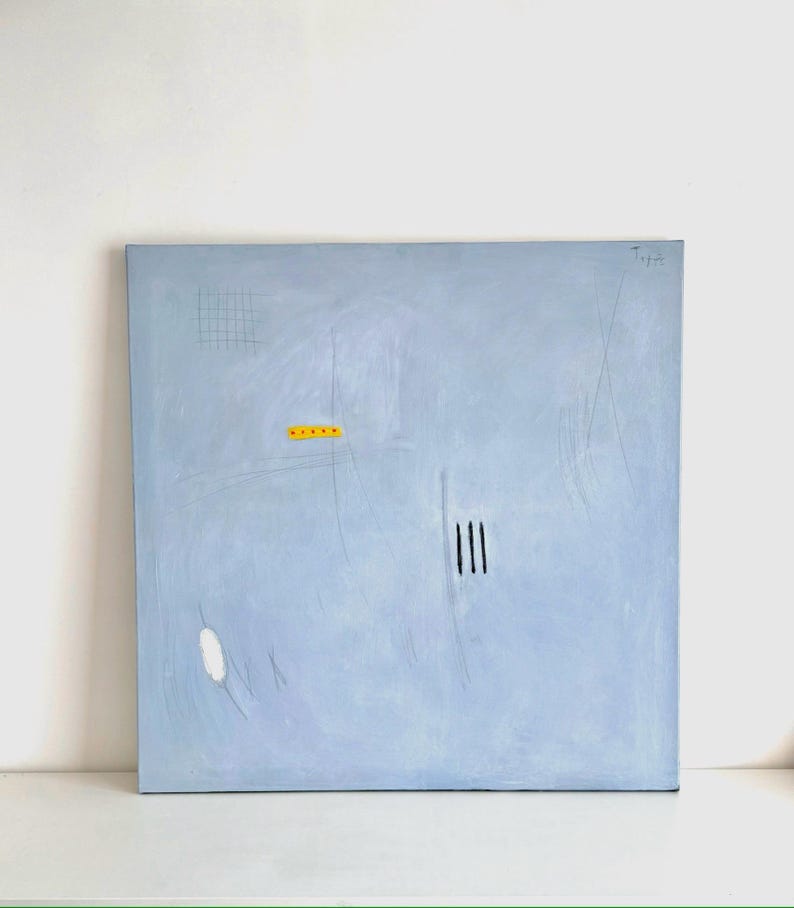 Oil Painting in Blue Color Square Abstract Contemporary Art Abstract ...