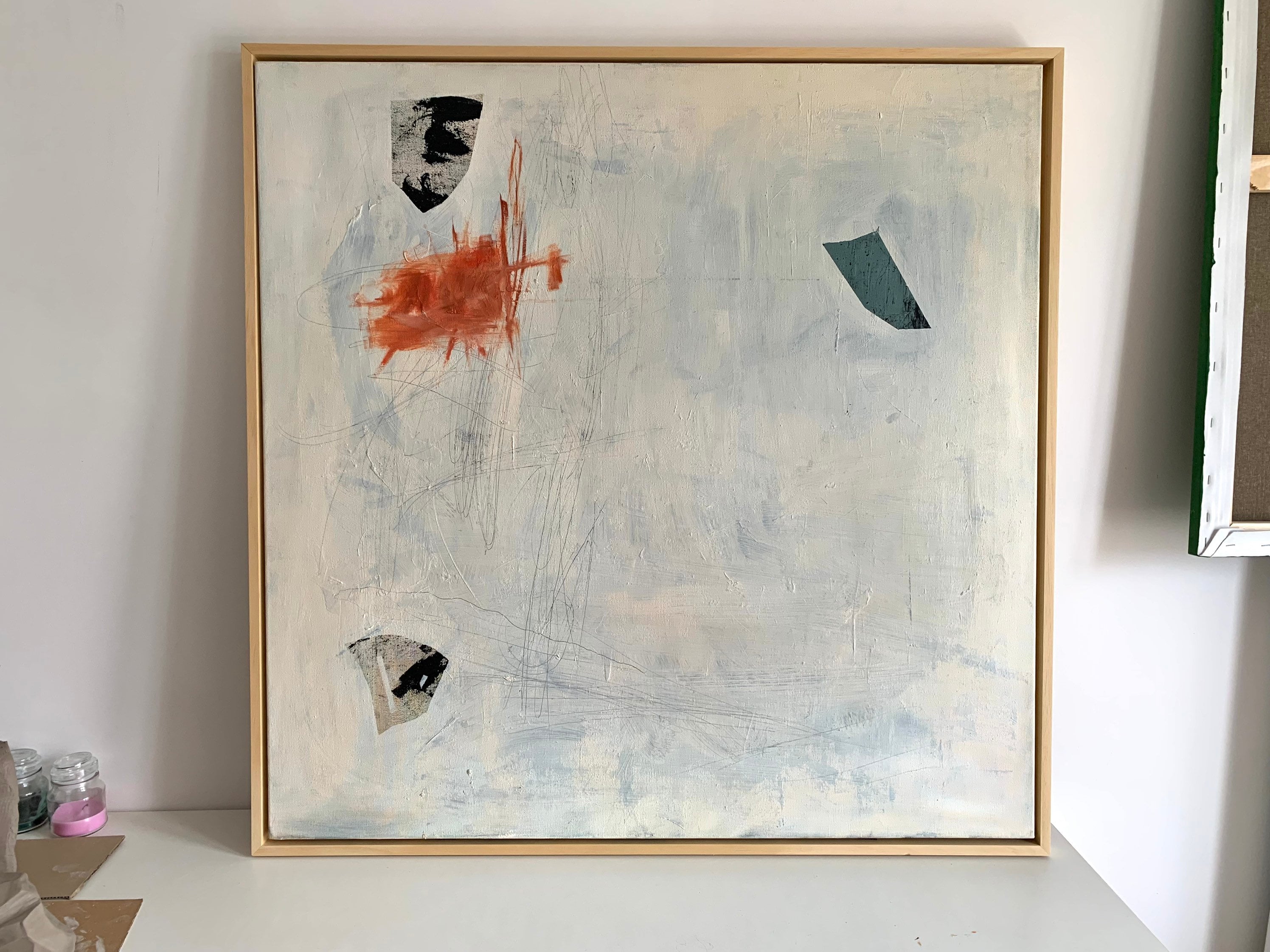 Abstract Textured White Oil Painted Picture Contemporary Art Abstract ...