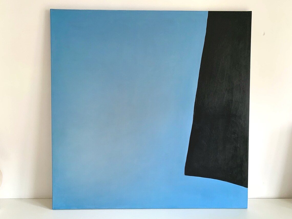 Square Blue Painting Abstract Oil Paint Contemporary Art Abstract Paint ...