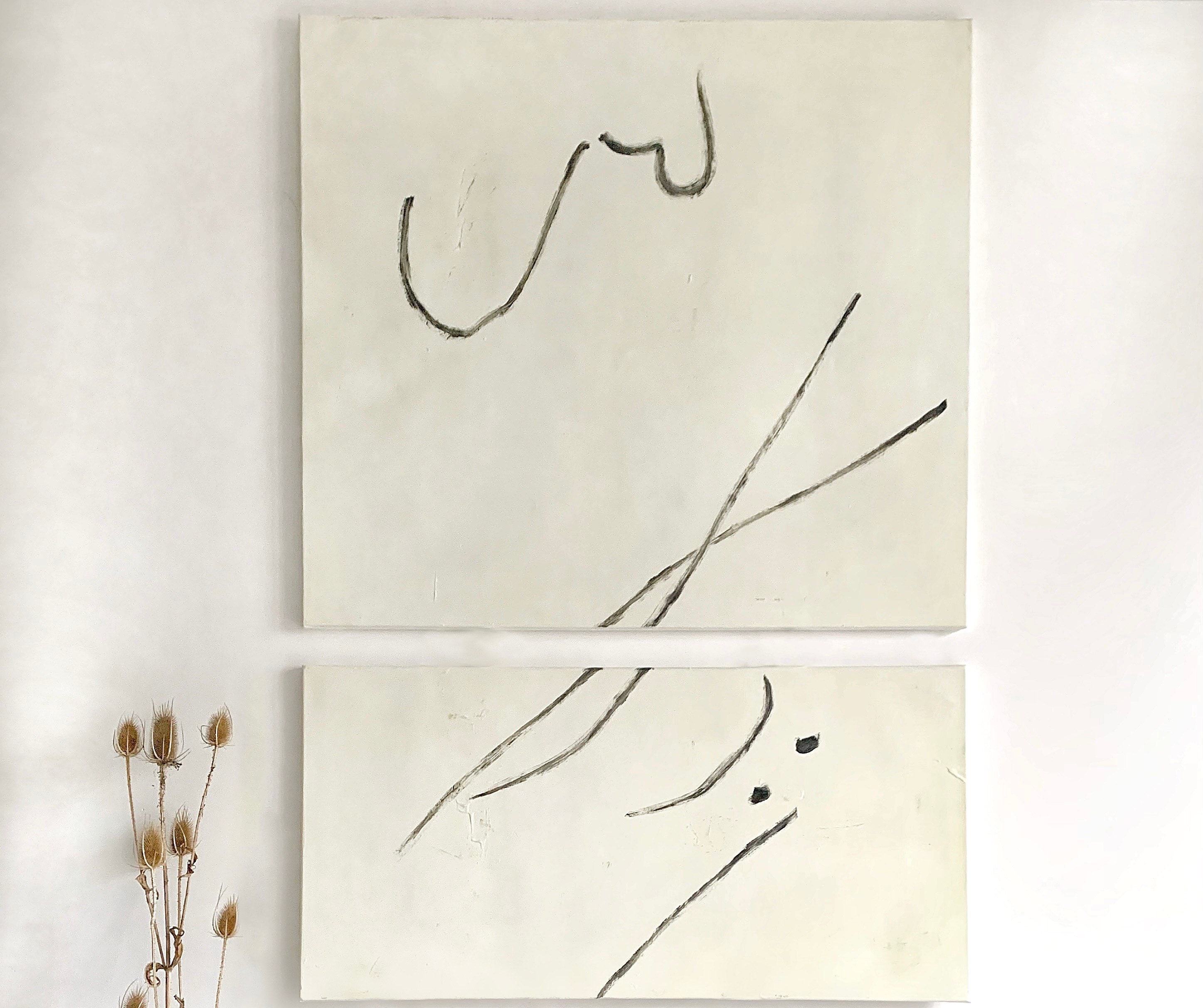 Big Abstract White Picture Oil Paint Set of 2 Abstract - Etsy