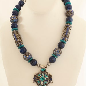 Colors of Navy, Turquoise and Silver, Antique Cloisonne Beads, Beads ...