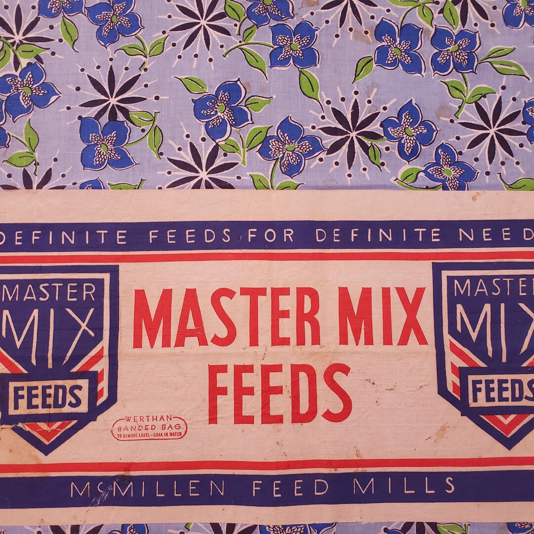 Master Mix Feeds 100lb Blue Feedsack 1930-1940 - Etsy