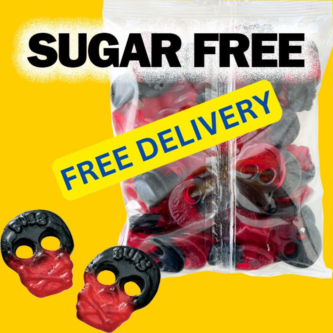 Sugar Free Swedish Candy Bubs Raspberry Liquorice Skull Licorice Sweets ...