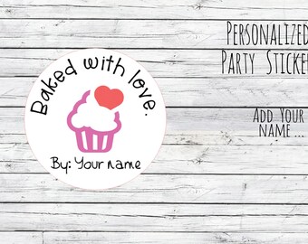 Baked With Love Personalized Baking Labels or Tags Stickers | Etsy