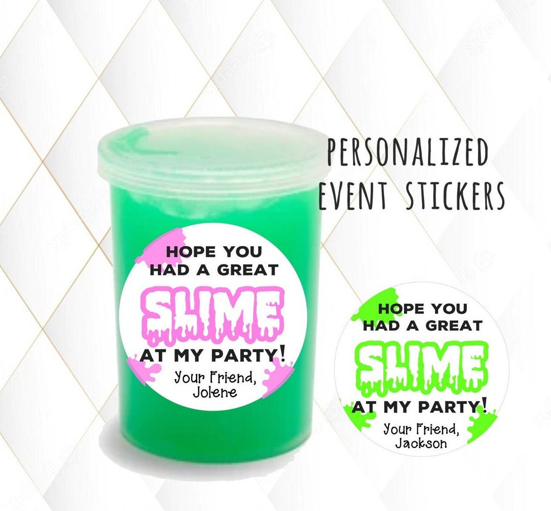 Slime Birthday Party Favor Stickers, Personalized Stickers for Homemade ...