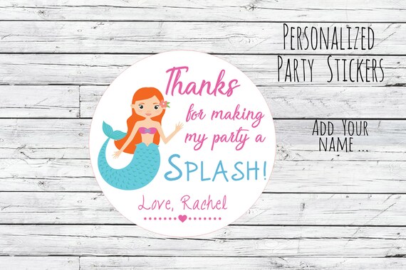 Mermaid Stickers Party Personalized Favor LabelsPink Mermaid | Etsy