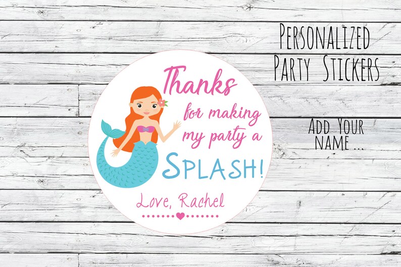 Mermaid Stickers Party Personalized Favor LabelsPink Mermaid | Etsy