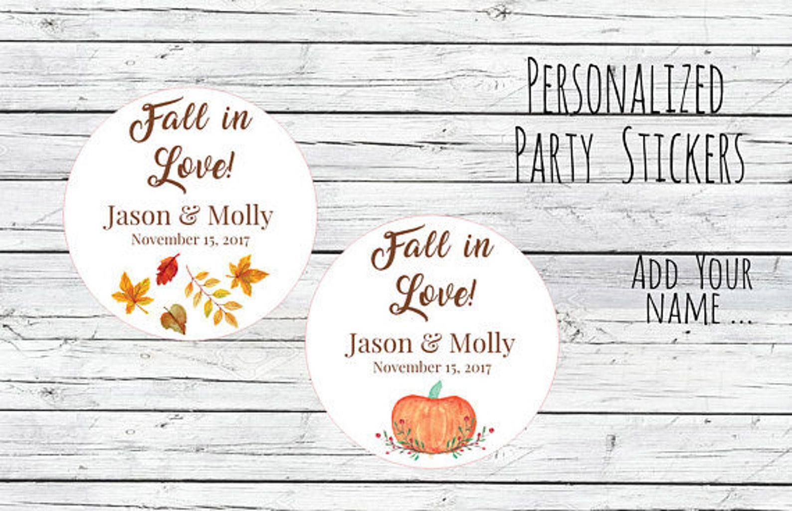 Personalised Watercolor Fall in Love Wedding Favor Stickers, Bridal ...