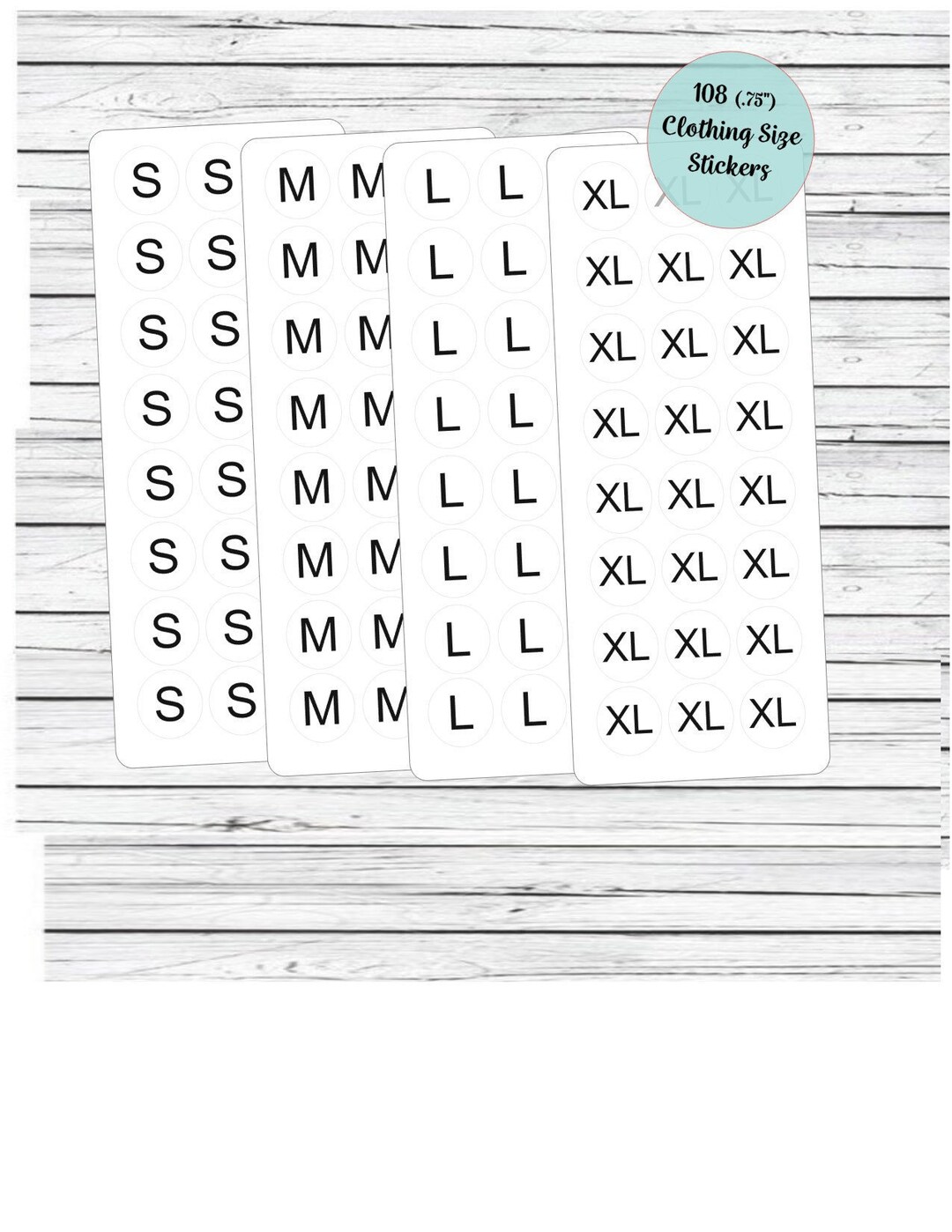 108, Size Stickers, Size Labels, Clothing Size Stickers, Small Stickers ...
