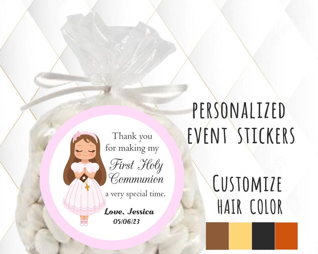 First Communion Stickers, Personalized First Holy Communion Favor Tags ...