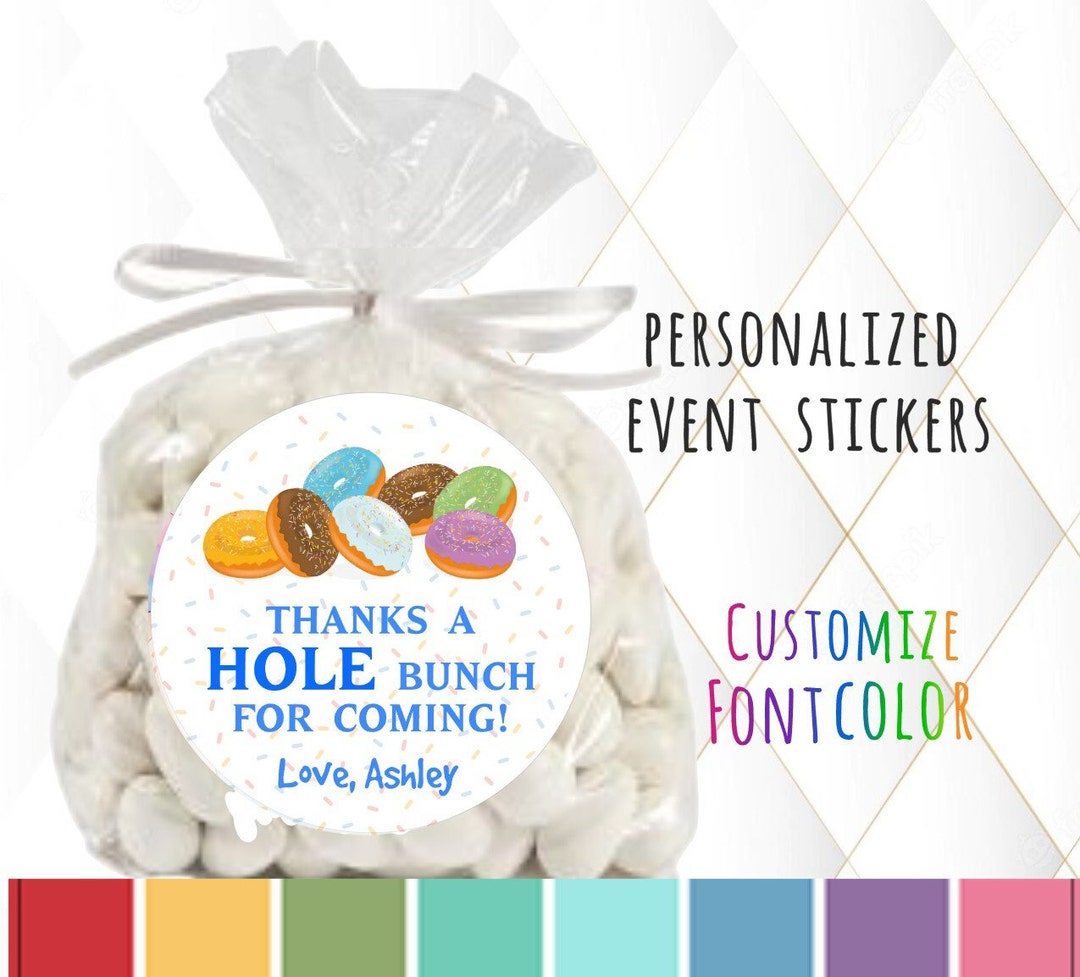 Donut Stickers, Thank You Labels, Hole Bunch, Donut Birthday, Donut ...