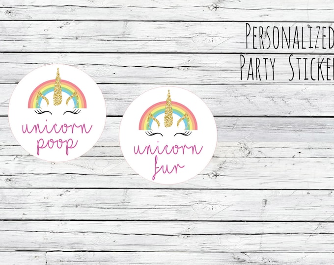 Unicorn Birthday Stickers Birthday Party Favor Tags - Etsy