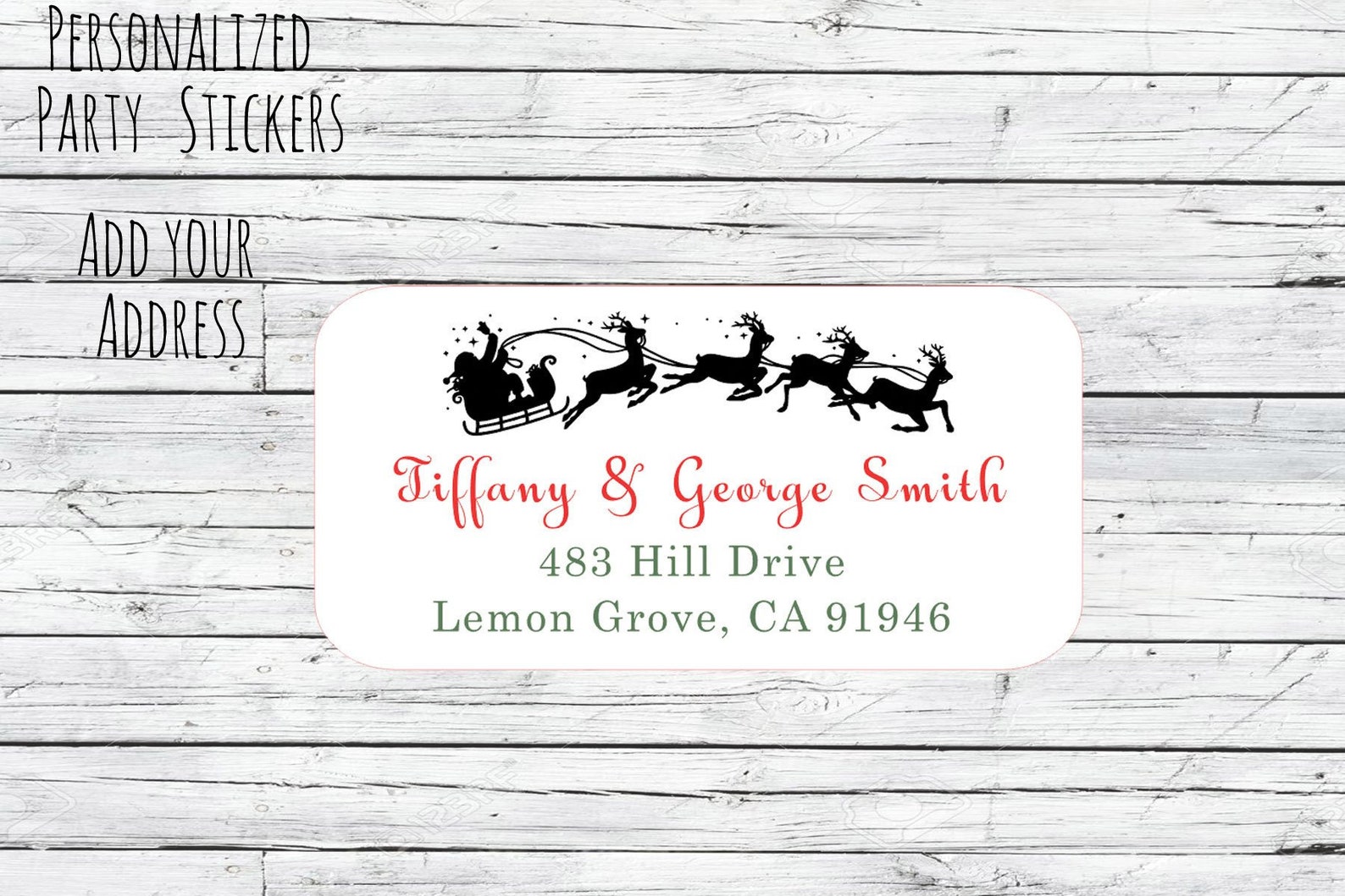 Christmas Return Address Label Red Address Label Flying Santa - Etsy