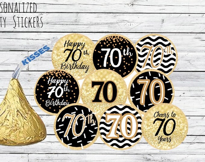 Adult 80th Birthday Gold Round Candy Sticker Party Favors Labels Fit ...