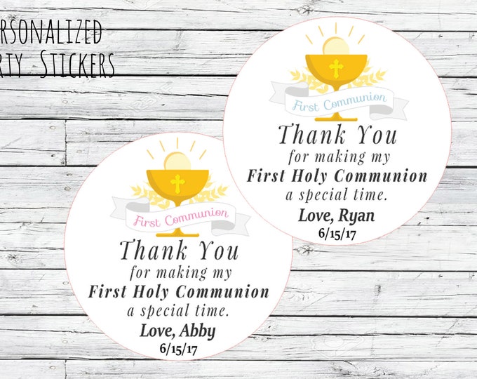First Holy Communion Favor Stickers Girls Communion Labels Purple First ...