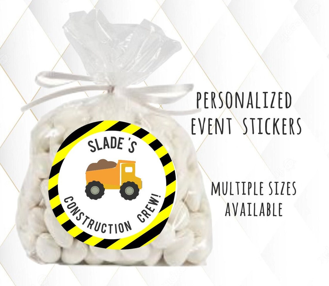 Construction Birthday Stickers Loads of Fun Stickers - Etsy