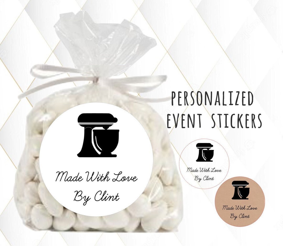 Made With Love, Made From Scratch Stickers, Kitchen Mixer, Brown Kraft ...