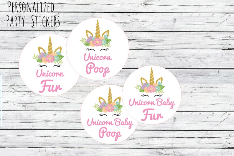 Unicorn Poop Fur Birthday Stickers Personalized Stickers | Etsy