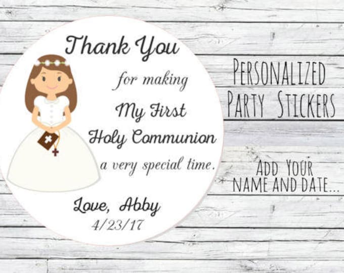 First Holy Communion Favor Stickers Girls Communion Labels Purple First ...