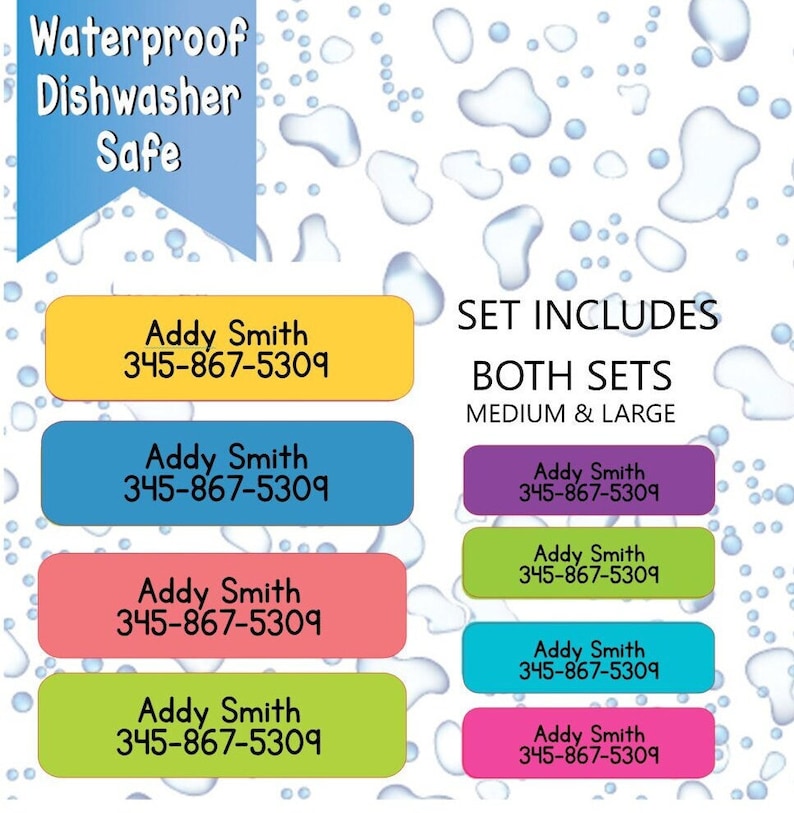 Daycare Labels, Phone Numbers Dishwasher Safe Labels, Waterproof Labels ...