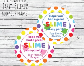 Slime Birthday Party Favor Stickers Personalized Stickers for - Etsy