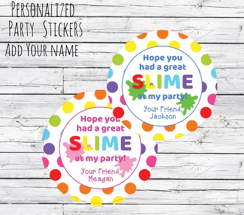 Slime Birthday Party Favor Stickers Personalized Stickers for - Etsy