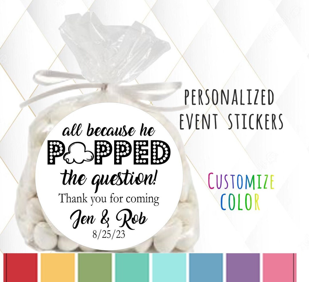 He Popped the Question, Bridal Shower Label, Engagement Party, Wedding ...