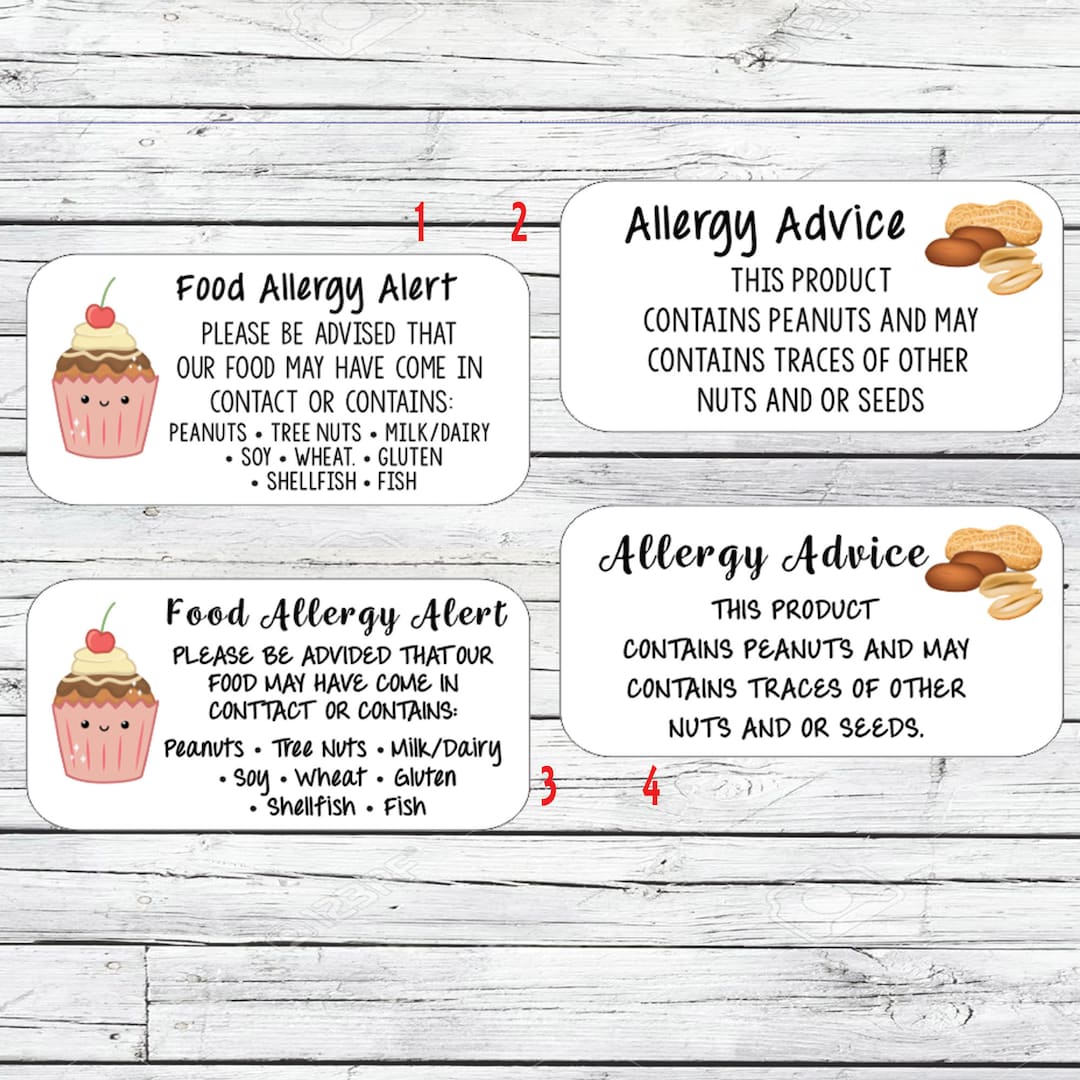 Allergen Labels, Small Food Labels, Allergy Labels, Peanuts Food Labels ...