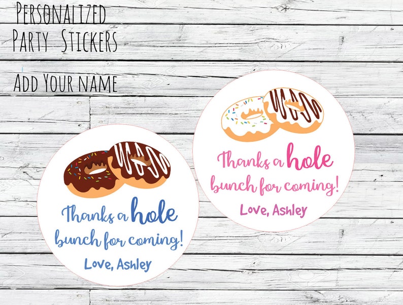 Donut Stickers Thank You Labels Hole Bunch Donut Birthday | Etsy