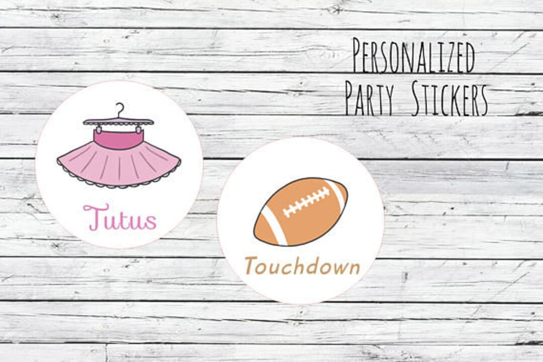 DIY Tutus or Touchdowns Football Gender Reveal Party Stickers Team Boy ...