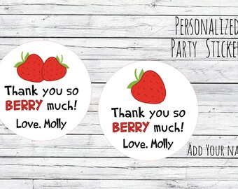 Strawberry Thank You Stickers - Etsy