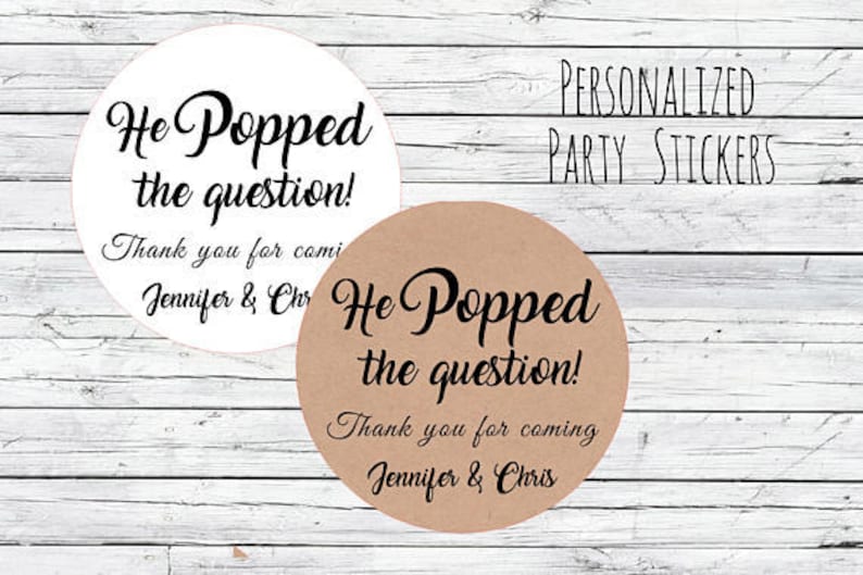 He Popped the Question, Popcorn Favors, Wedding Favors, Custom Stickers ...