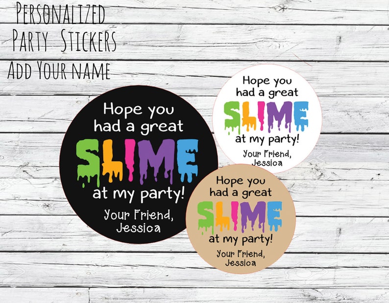 Slime Birthday Party Favor Stickers Personalized Stickers for - Etsy