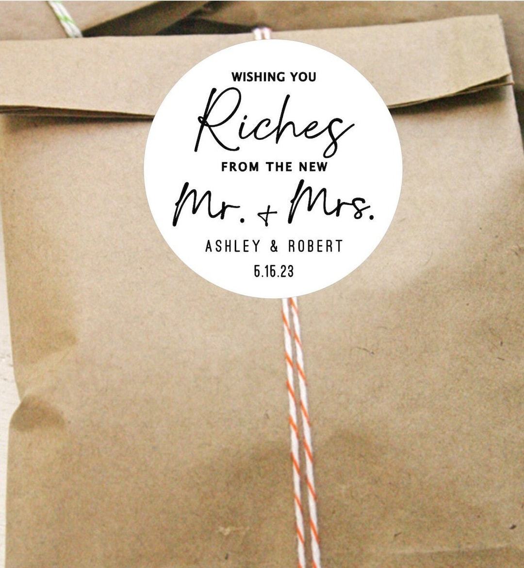 Wishing You Riches From the New Mr & Mrs Stickers, Wedding Lottery ...