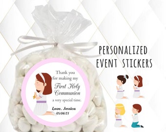 Communion Sticker, Personalized First Holy Communion Stickers, Custom ...