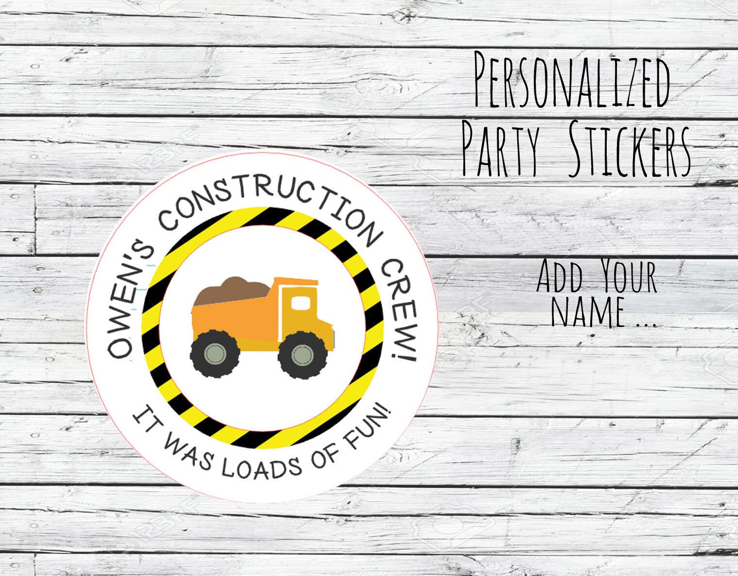 Construction Birthday Stickers Loads of Fun Stickers | Etsy