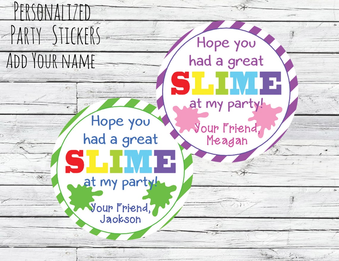 Slime Birthday Party Favor Stickers Personalized Stickers for | Etsy