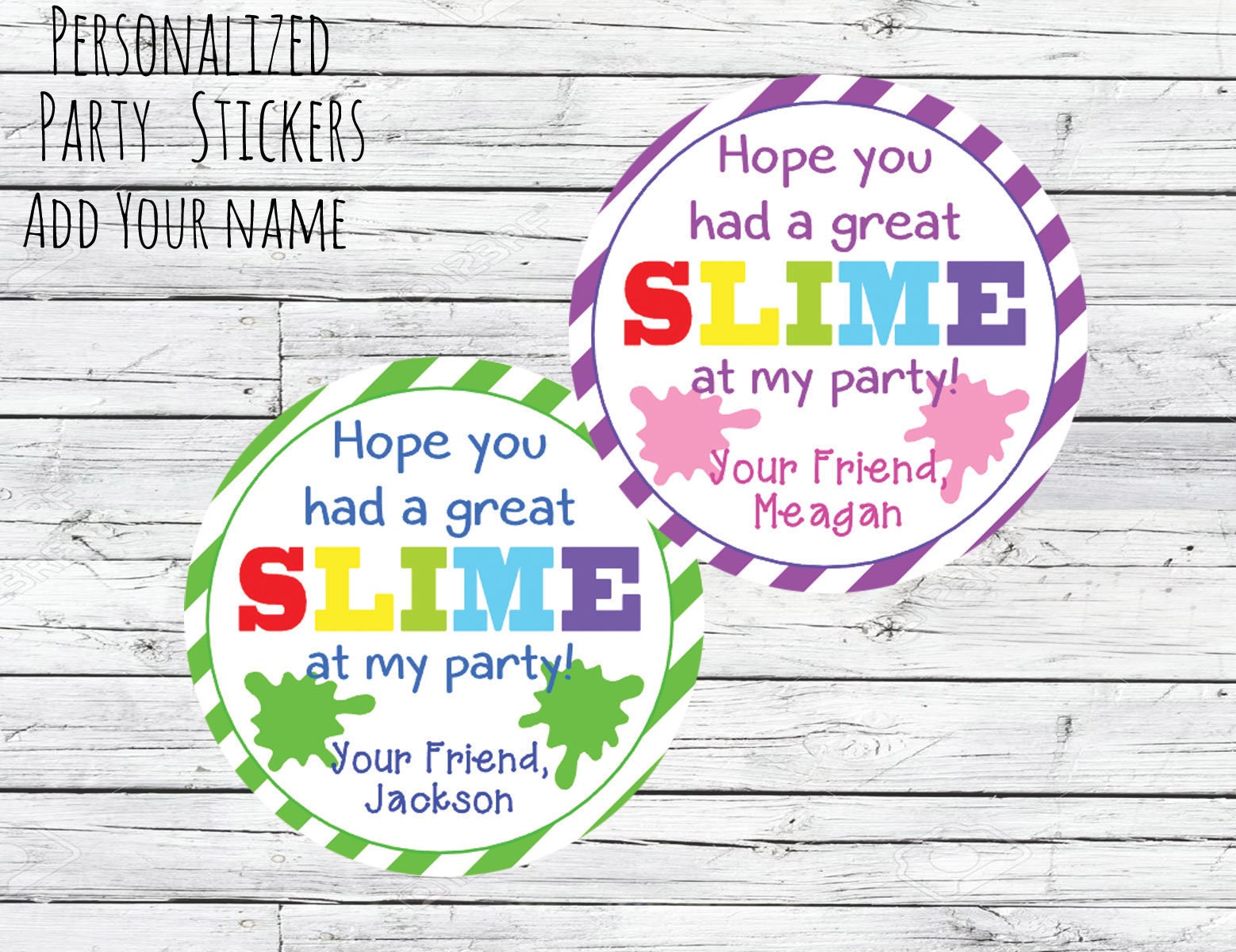Slime Birthday Party Favor Stickers Personalized Stickers for | Etsy
