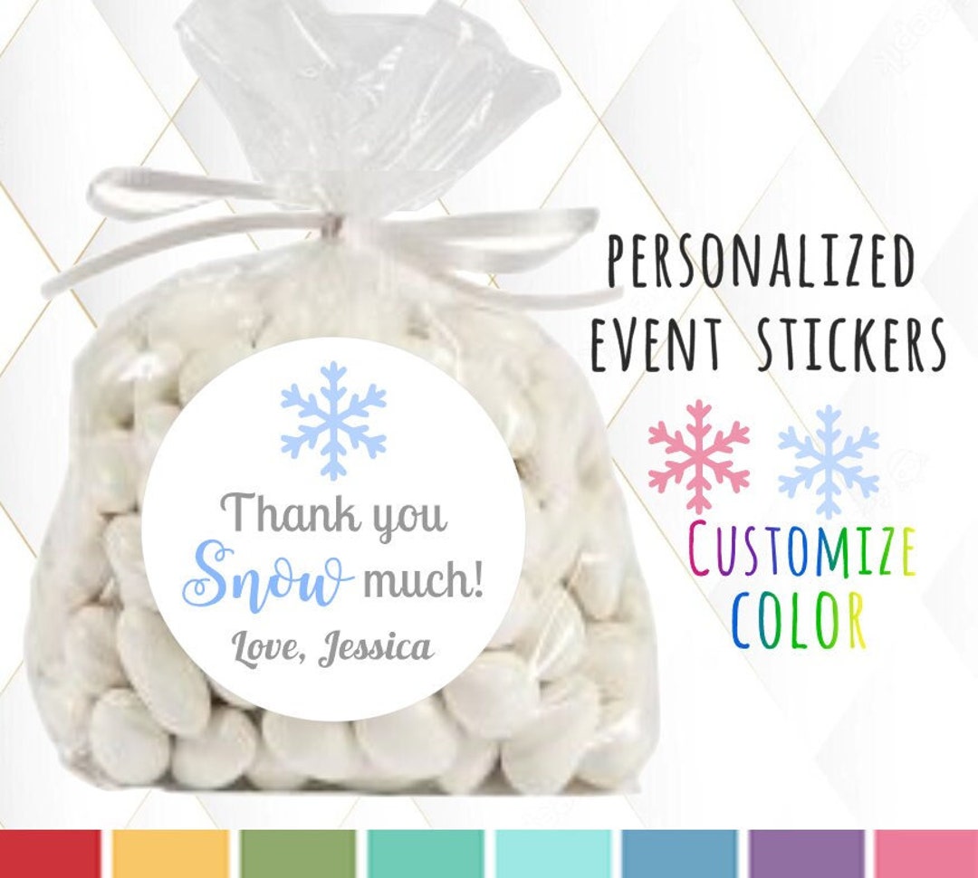 Thank You Snow Much Stickers, Snowflake Bridal Shower Stickers, Winter ...