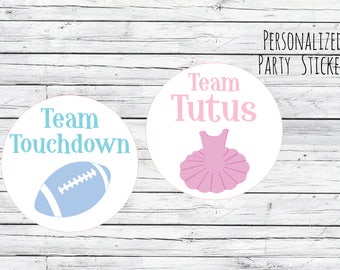 DIY Tutus or Touchdowns Football Gender Reveal Party Stickers - Etsy