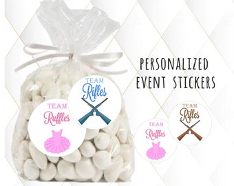 Team Tutus and Team Touchdowns Football Gender Reveal Party Stickers ...