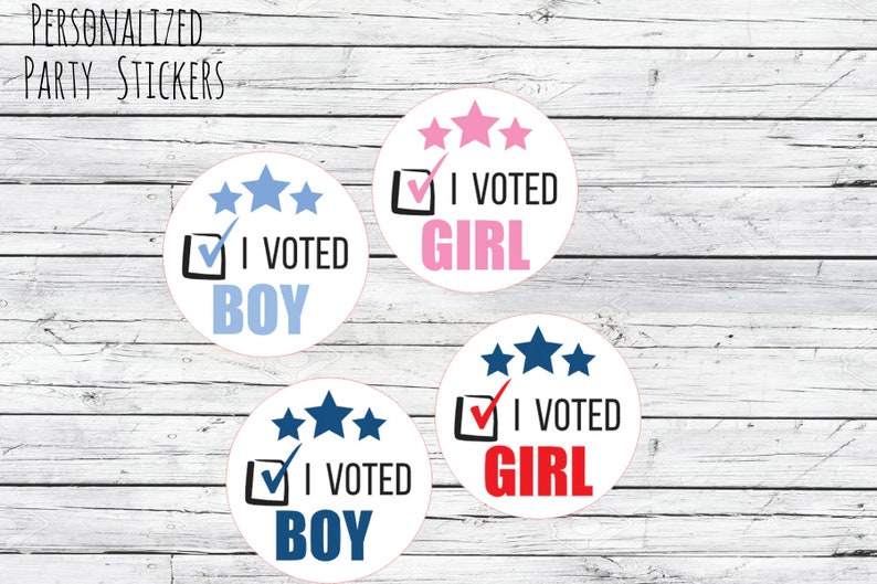 I VOTED Gender Reveal Party Stickers Team Boy Team Girl - Etsy