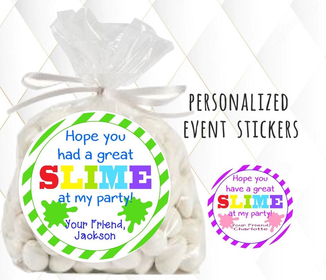 Slime Birthday Party Favor Stickers Personalized Stickers for - Etsy